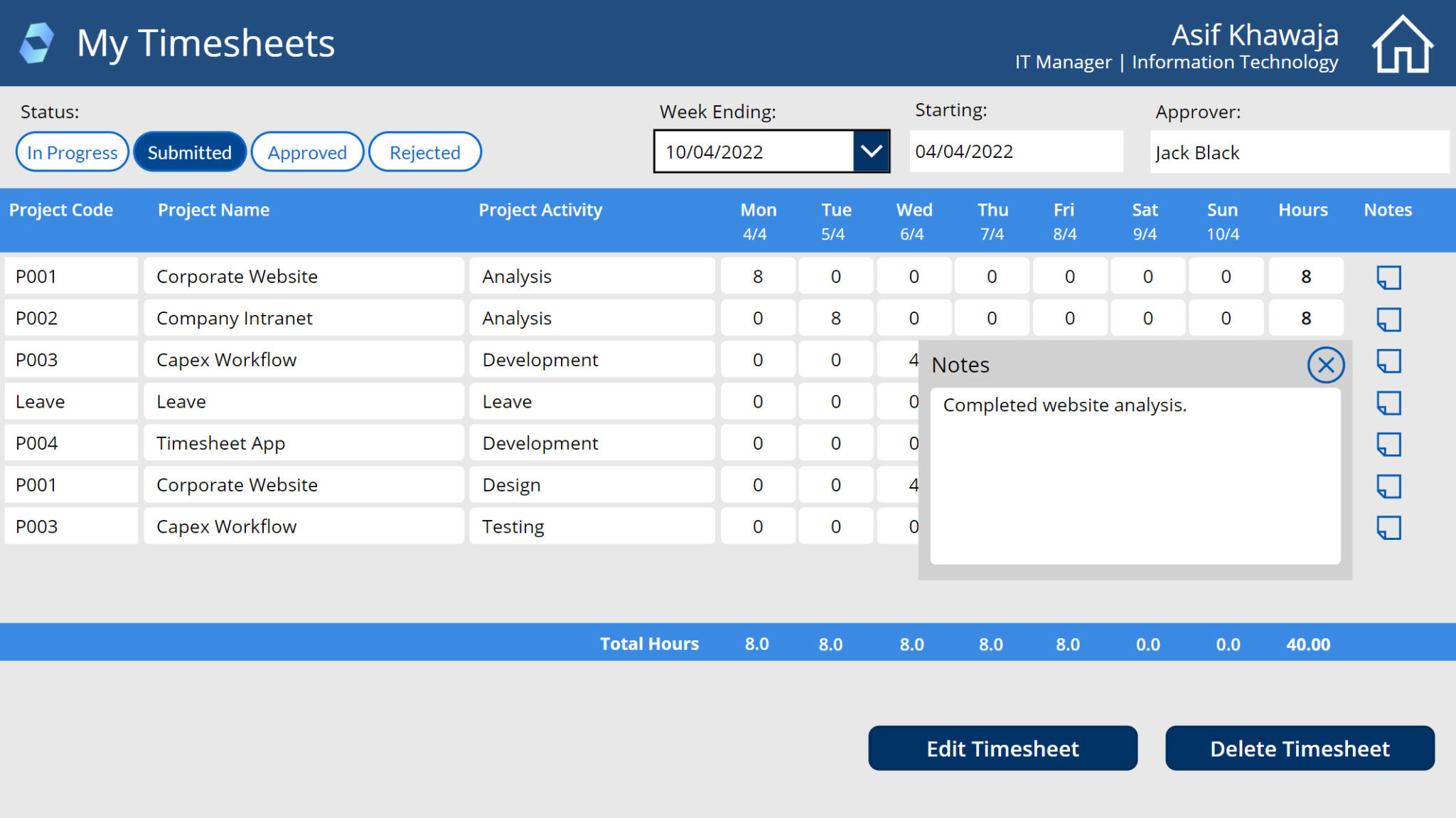 Project Timesheets PowerApp – ATH Business Solutions